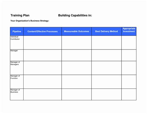 Sample Training Plan Template For Employees Excel At Karla Trent Blog