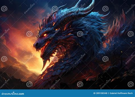 Star Dragon Between Nebulae And Supernovae In A Single Constellation Generative Ia Stock