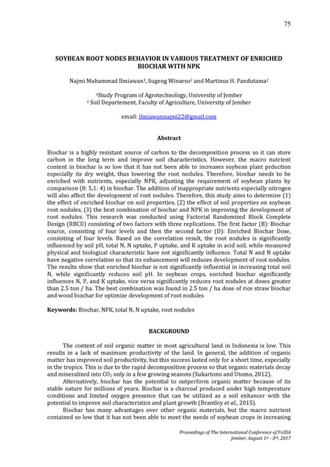 Soybean Root Nodes Behavior In Various Treatment Proceedings Of The