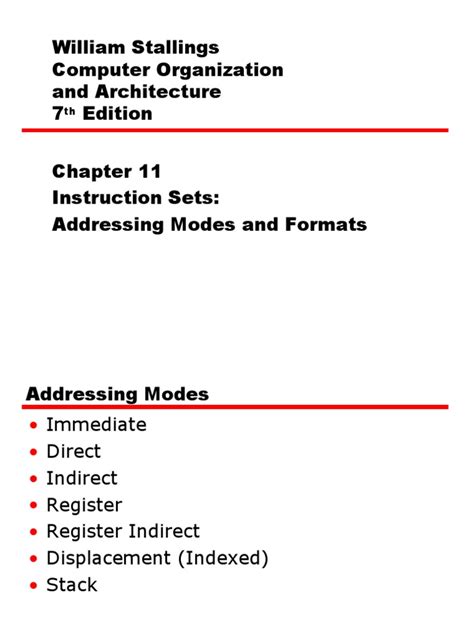 William Stallings Computer Organization And Architecture 7 Edition Instruction Sets Addressing