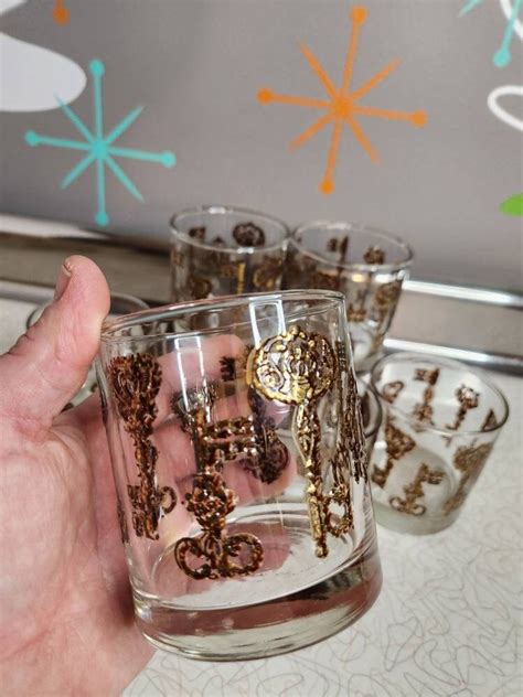 Vintage Libbey Whiskey Glasses Skeleton Key Glasses Vintage Etsy
