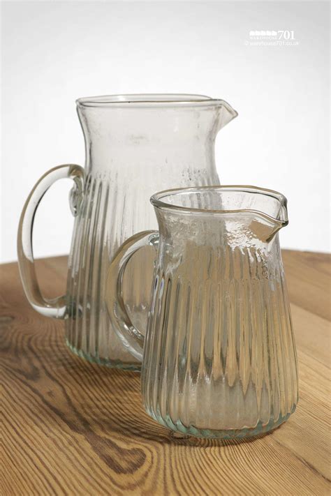 Attractive Hammered Glass Pattern Gadrooned Milk Or Water Jugs