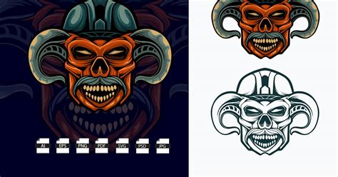 Devil Skull Vector Illustration Objects Ft Art And Evil Envato Elements