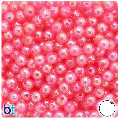 Dark Pink Translucent Ab 8mm Round Plastic Beads 150pcs