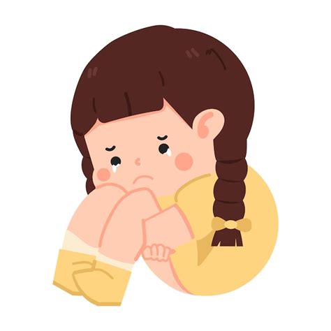 Linda Caricatura De Niña Triste