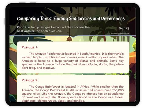 Comparing Texts Finding Similarities And Differences Worksheet W59