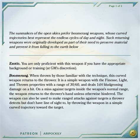 Sunpath ☀ The Sunmakers Prefer Boomerang Weapons Whose Curved Trajectories Best Represent The