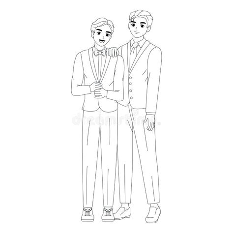 Vector Cute Wedding Couple Anime Characters Isolated Stock Vector