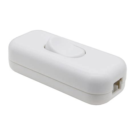 White Heavy Duty Inline Feed Through Cord Rocker Switch On Off