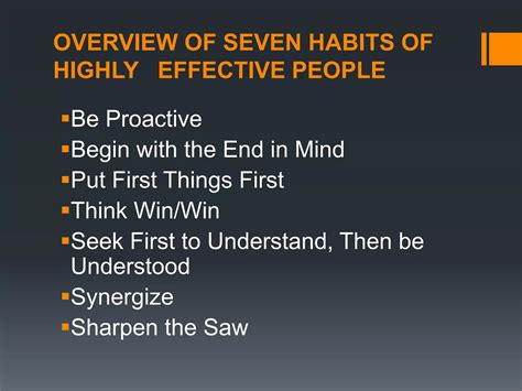 Seven Habits Of Highly Effective People By Stephen R Covey Pptx