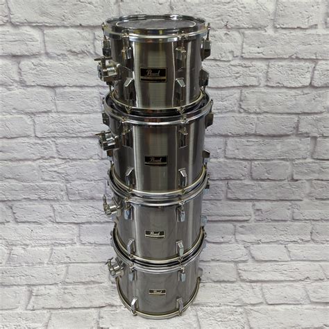 Pearl 8pc Export Series Double Bass Drum Kit Silver 1980s Evolution Music