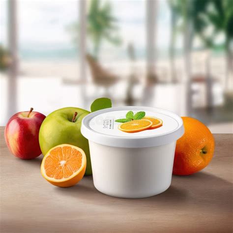 Fresh Fruit Yoghurt Generic Blank Product Packaging Mockup Photo Stock