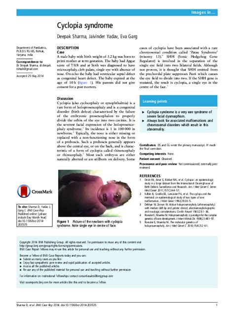 Pdf Cyclopia Syndrome