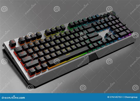 Realistic Computer Keyboard With Metallic Chrome Texture Isolated On