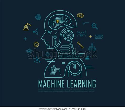machine learning banner artificial intelligence machine stock vector royalty free 1098841148