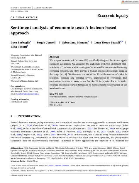 pdf sentiment analysis of economic text a lexicon based approach