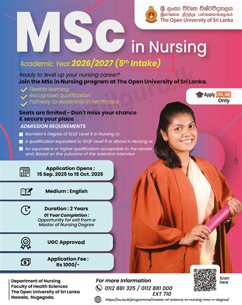 Msc In Nursing Degree Programme 2026 Open University Ousl