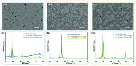 sem images and xrd spectrums of as sintered samples a1 b1 s1400
