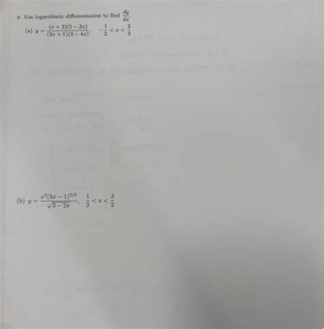 solved 9 use logarithmic differentiation to find dxdy a