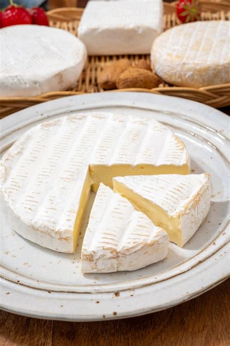 French Soft Camembert Cheese Original Camembert De Normandie Close Up
