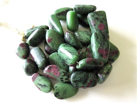 Ruby Zoisite Smooth Tumbles Beads Natural Ruby Zoisite Tumbles 22mm To 35mm Beads Sold As 8