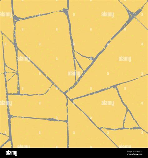 Gold Kintsugi Crack Vector Seamless Pattern Background Golden Irregular Joined Lines On Black