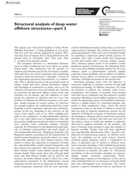 Structural Analysis Of Deep Water Offshore Structures Part 2 Pdf Buckling Structural Load