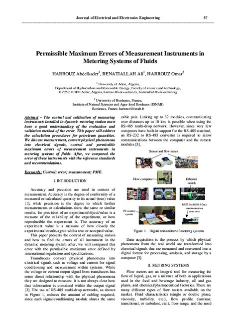 Pdf Permissible Maximum Errors Of Measurement Instruments In Metering