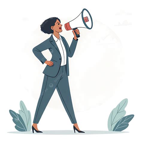 Successful Businesswoman Leading With Megaphone Symbolizing Authority