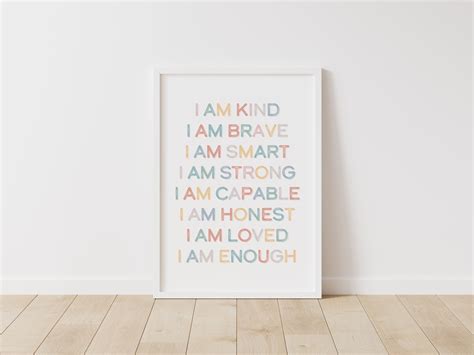 I Am Affirmations Boho Nursery Printable Nursery Wall Art Gender
