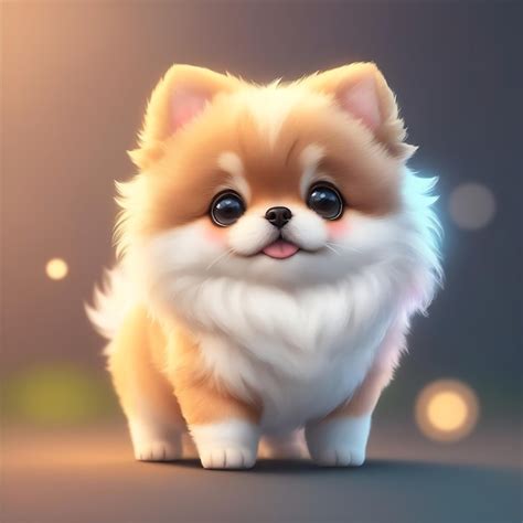 Premium Ai Image Cute Tiny Hyperrealistic Chibi Dog