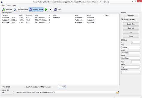 Visual Audio Splitter And Joiner Maniactools