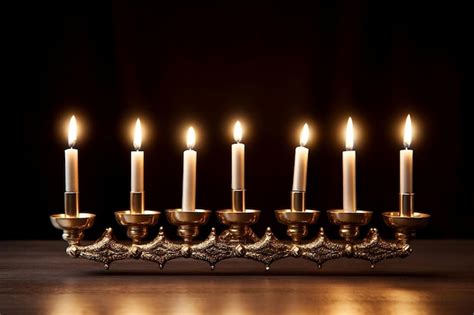 Premium Ai Image Candlestick With Burning Candles For Hanukkah Ai