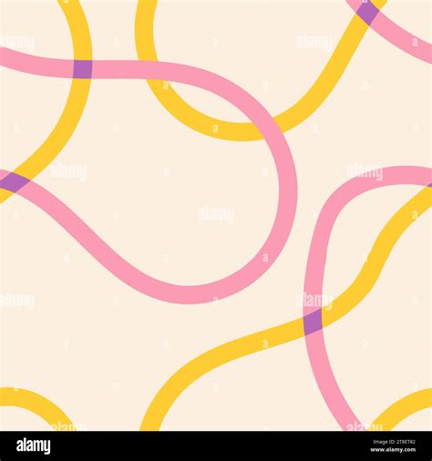 Naive Seamless Squiggle Pattern With Bright Pink And Yellow Wavy Lines On A Light Background Naive Seamless Squiggle Pattern With Bright Pink And Yellow Wavy Lines On A Light Background