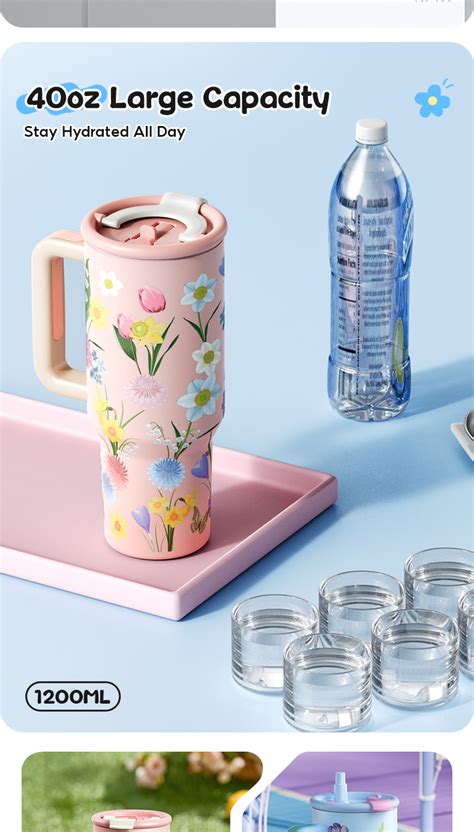 Modofo 40oz Tumbler With Straw Thermos Bottle Aesthetic Tumbler Botol