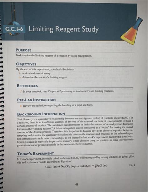 Solved G C 1 6 Limiting Reagent Study PURPOSE To Determine Chegg Com