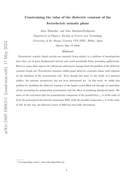 Pdf Constraining The Value Of The Dielectric Constant Of The Ferroelectric Nematic Phase