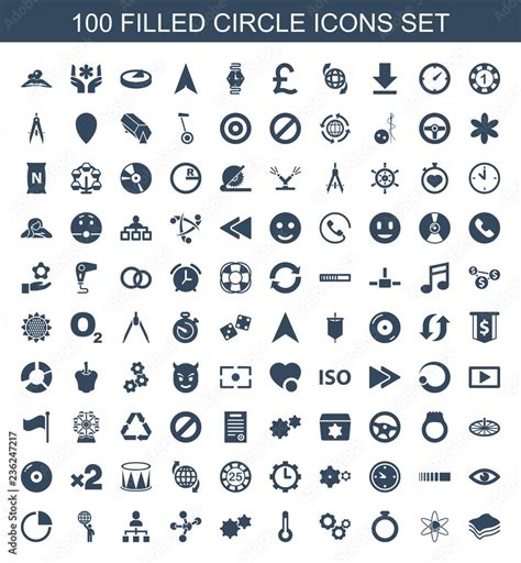 Circle Icons Set Of 100 Filled Circle Icons Included Sponge Atom