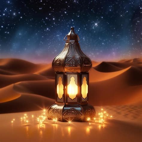 Premium Ai Image Beautiful Glowing Lalten In Desert Background