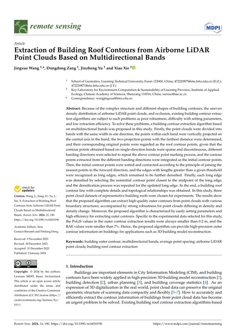 Pdf Extraction Of Building Roof Contours From Airborne Lidar Point