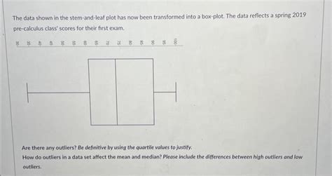 Solved The Data Shown In The Stem And Leaf Plot Has Now Been