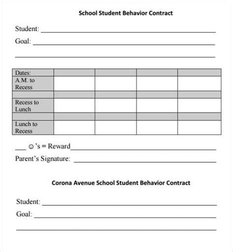 Good Behavior Contract Templates Midi