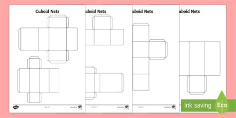 rectangle box templates 3d cuboid nets teacher made