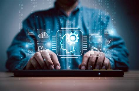 Premium Photo Businessman Using Computer Keyboard To Command And Create Prompt With Ai Or