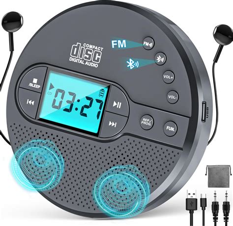 Walkman Cd Player With Bluetooth 2000mah Rechargeable Discman Cd