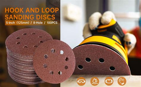 Zkh 100 Pcs 5 Inch Sanding Discs 8 Hole Hook And Loop Sanding Discs 40