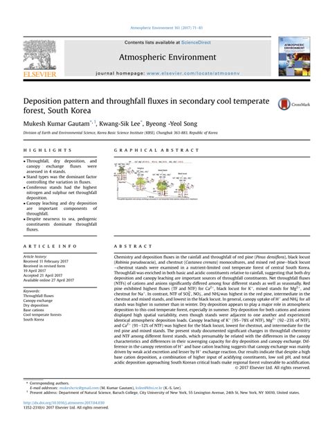 Pdf Deposition Pattern And Throughfall Fluxes In Secondary Cool