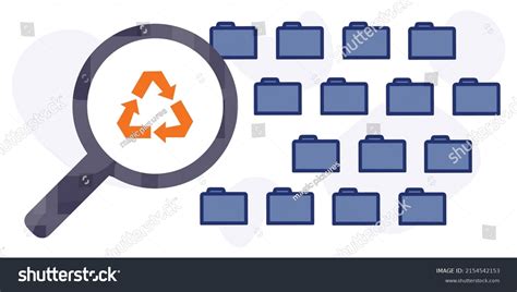 Vector Illustration Magnifier Recycling Symbol Folders Stock Vector