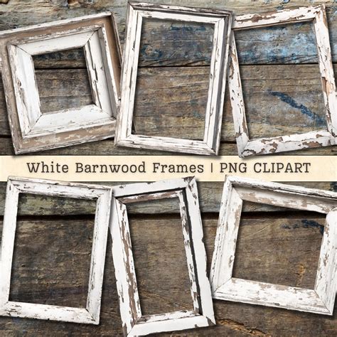White Barnwood Frames Clipart Png Digital Image Download Antique