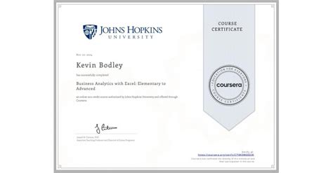 kevin bodley on linkedin completion certificate for business analytics